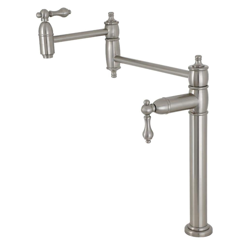 Kingston Brass Restoration Deck Mount Pot Filler Faucet in Brushed ...
