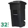 Toter 32 Gallon Black Rolling Outdoor Garbage/Trash Can with Wheels and ...
