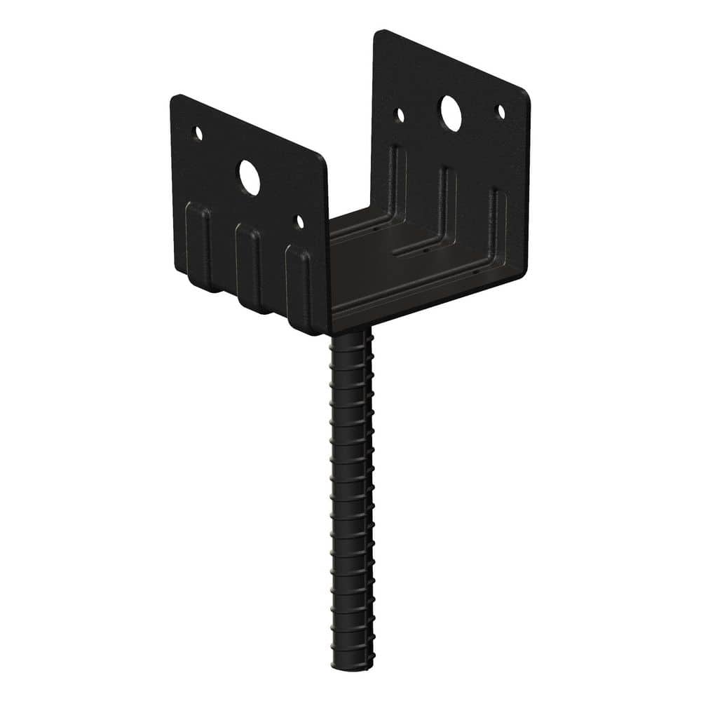 PEAK 4 in. x 4 in. Heavy-Duty Powder-Coat Black Post Holder for Post ...