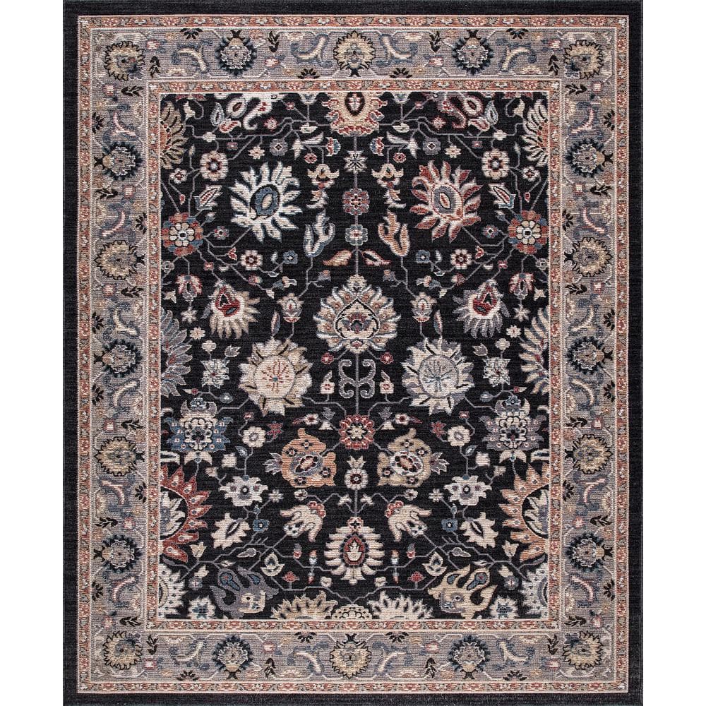StyleWell Gramercy Black 6 ft. x 8 ft. Floral Area Rug 50796