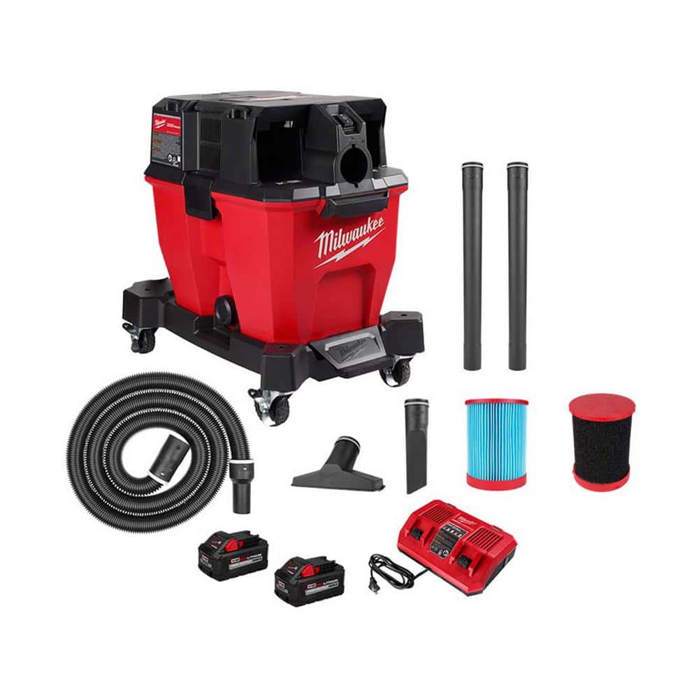 Milwaukee M18 FUEL 9 Gal DUAL-BATTERY Wet/Dry Vac Kit w/(2) 8.0 ah ...