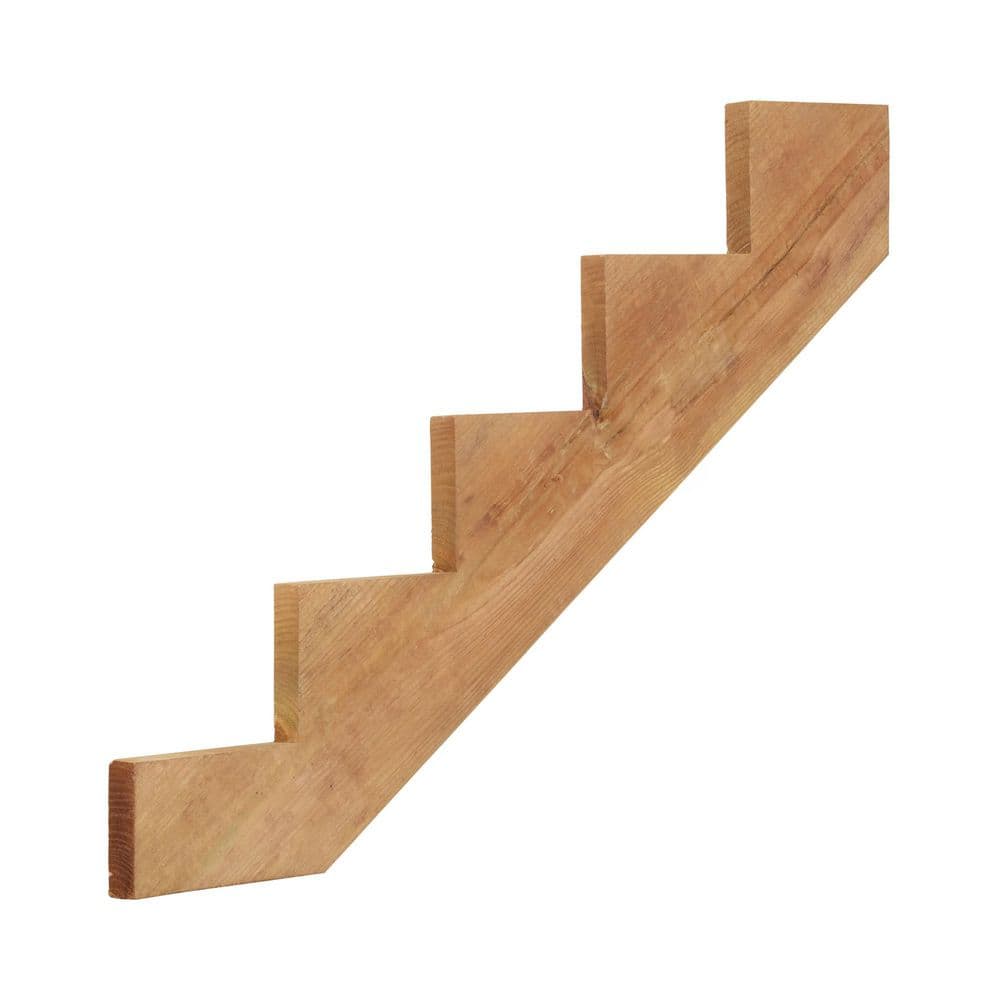 5-Step Cedar-Tone Ground Contact Pressure-Treated Pine Stair Stringer ...