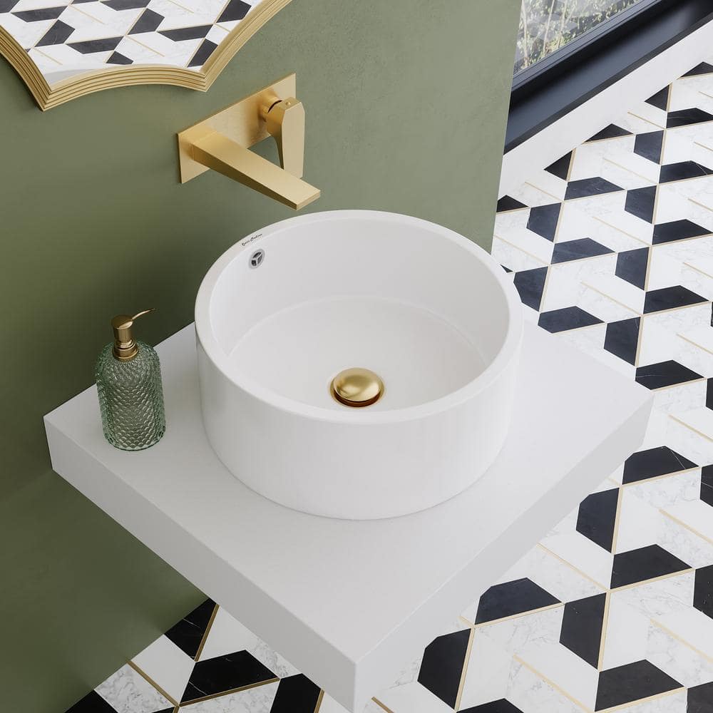 Swiss Madison Monaco 24 in. Floating Bathroom Shelf with Vessel Sink in Glossy White SM-WS600 ...