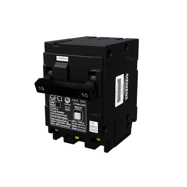 Siemens QPFBN 15 Amp 2-Pole GFCI Plug-On Neutral Circuit Breaker ...