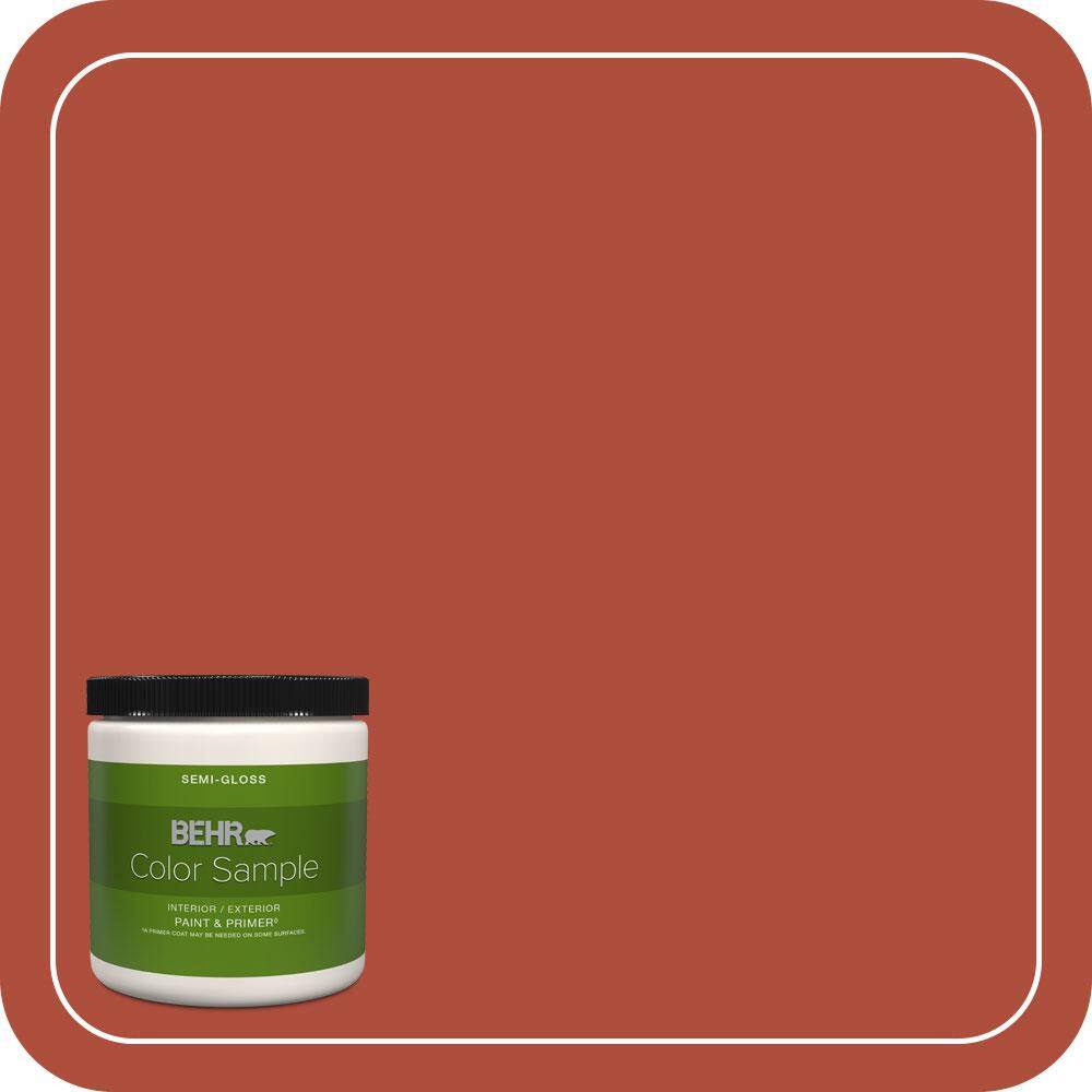 BEHR PREMIUM PLUS 8 oz. #MQ4-35 Torch Red Semi-Gloss Interior/Exterior ...