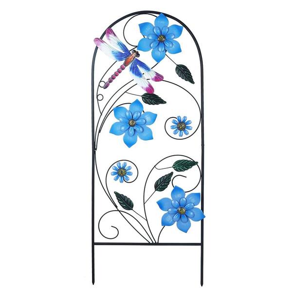 Angel Sar 34 in. Spring Style Blue Metal Garden Stakes with Vibrant ...