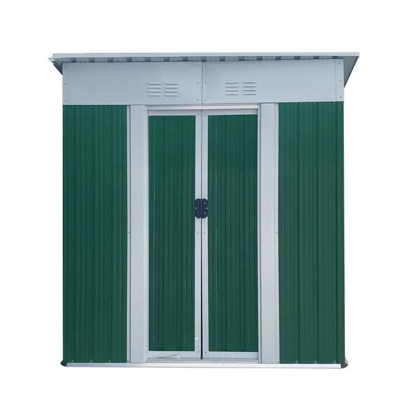 Patiowell 5 ft. W x 3 ft. D Outdoor Storage Green Metal Shed with ...