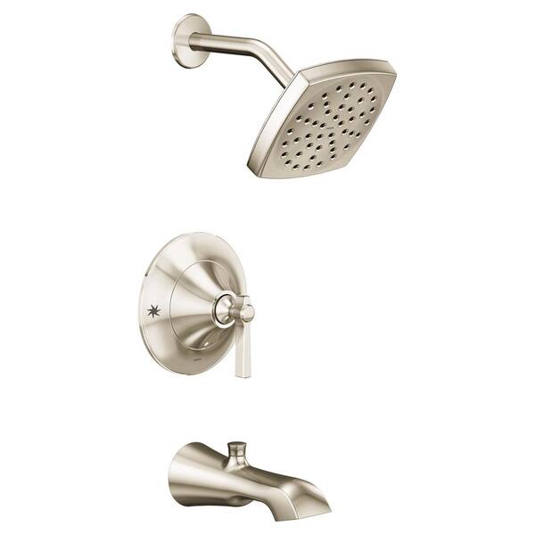 Moen Flara Posi-Temp Rain Shower 1-Handle Tub and Shower Faucet Trim Kit in Polished Nickel ...