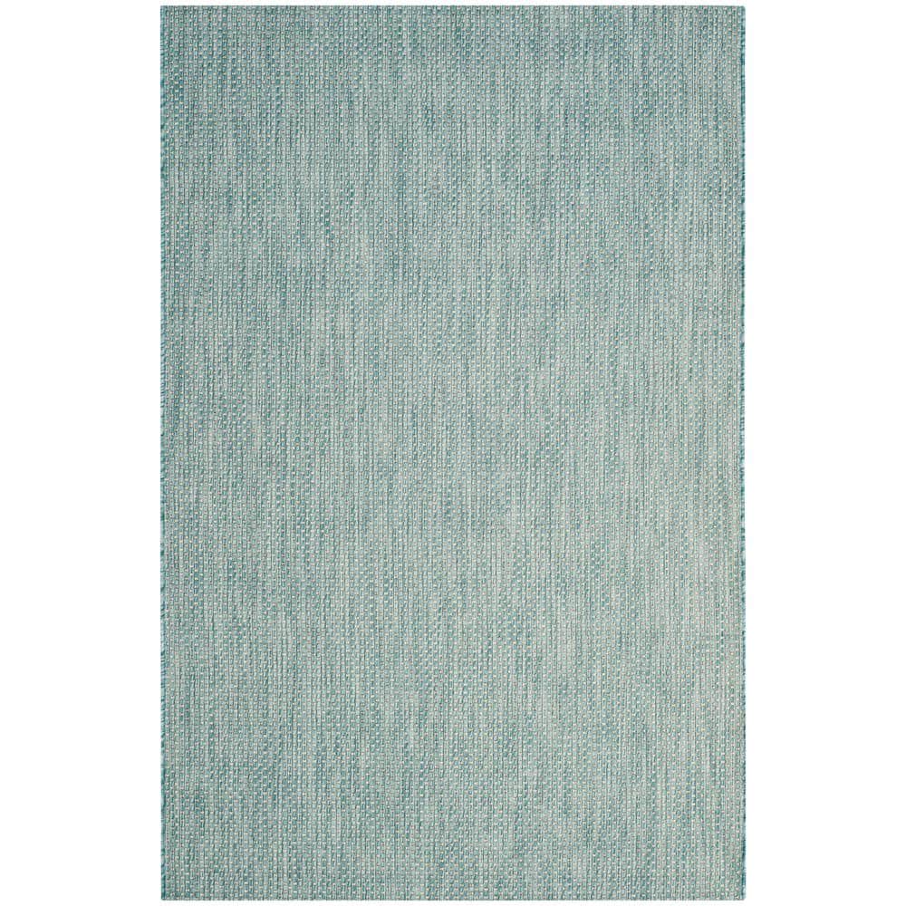 SAFAVIEH Courtyard Aqua/Gray 5 ft. x 8 ft. Solid Indoor/Outdoor Patio ...