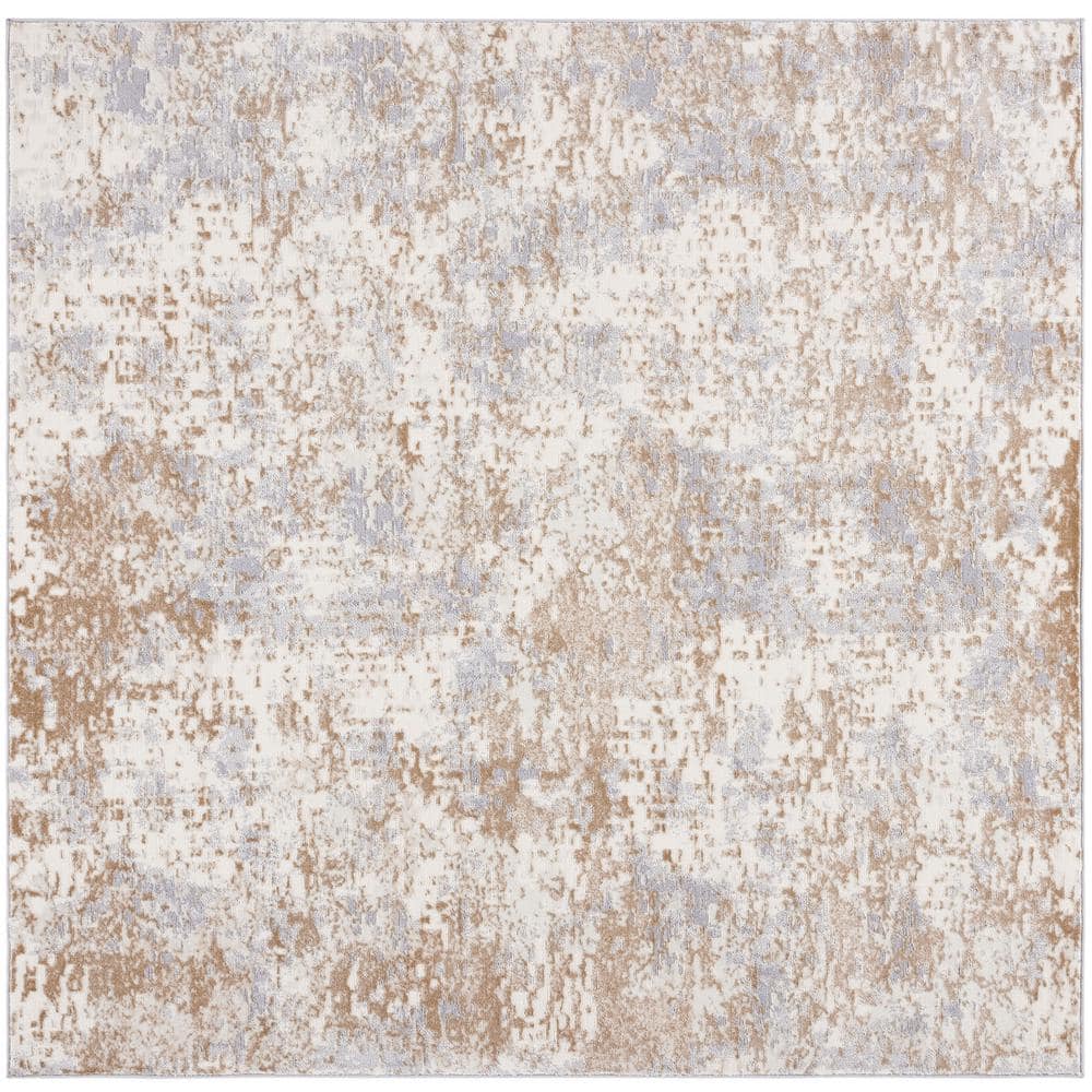SAFAVIEH Lagoon Gray/Gold 7 ft. x 7 ft. Abstract Square Area Rug ...