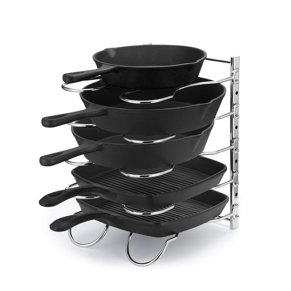 Wudkey Heavy Duty Chrome Pan Rack, Pot Lid Rack, Kitchen Cabinet ...