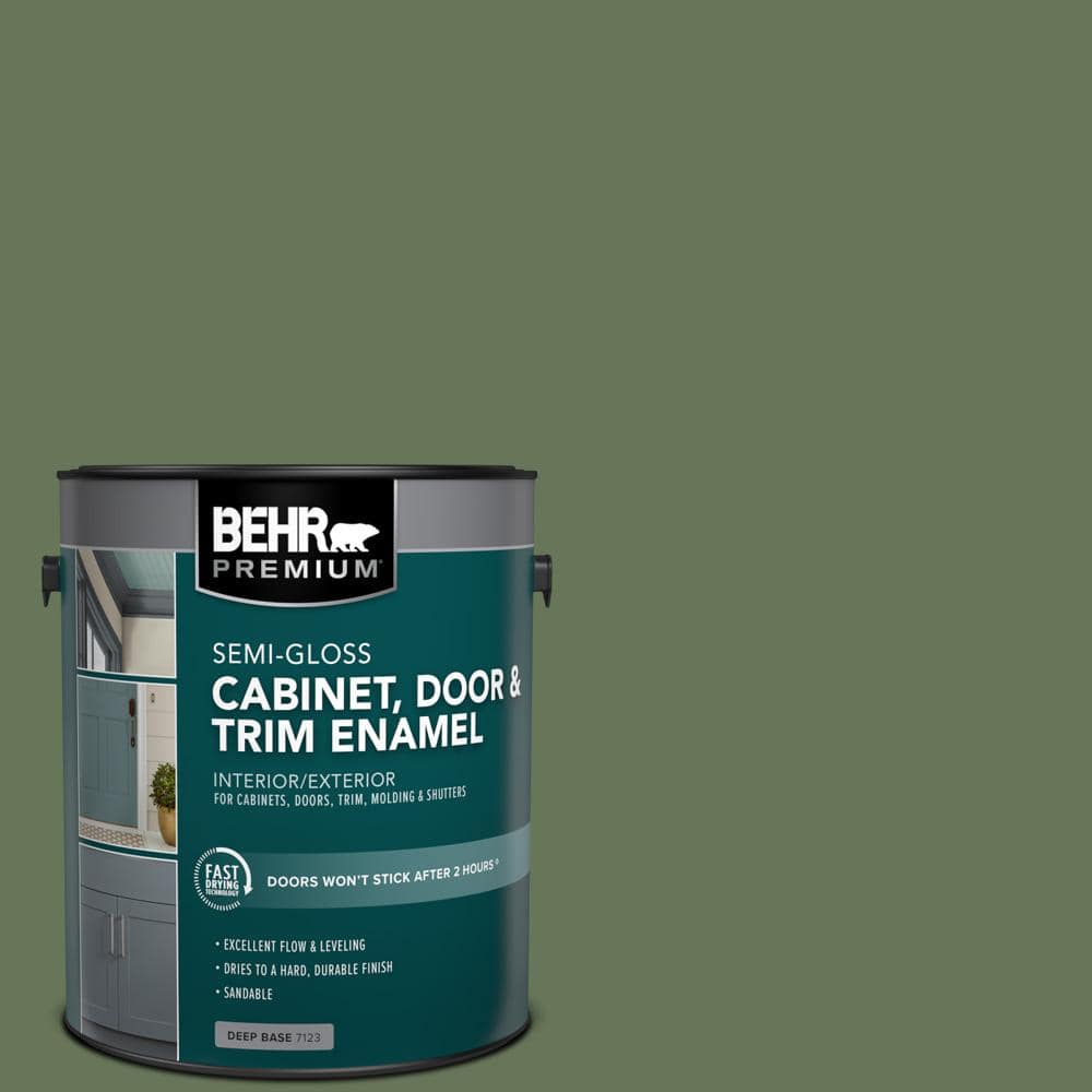 BEHR PREMIUM 1 gal. #PPU10-01 Scallion Semi-Gloss Enamel Interior ...