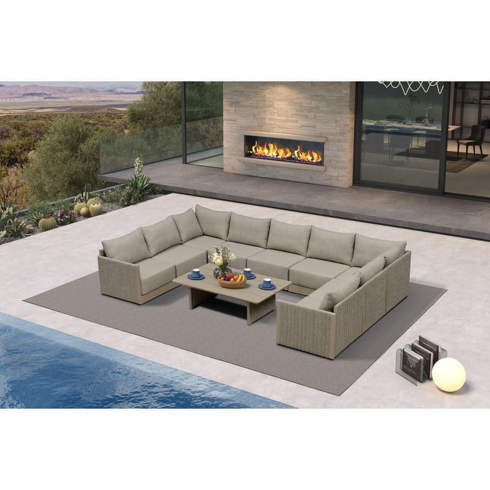 PURPLE LEAF 10 Pieces Patio Conversation Sets with Aluminum Table All ...