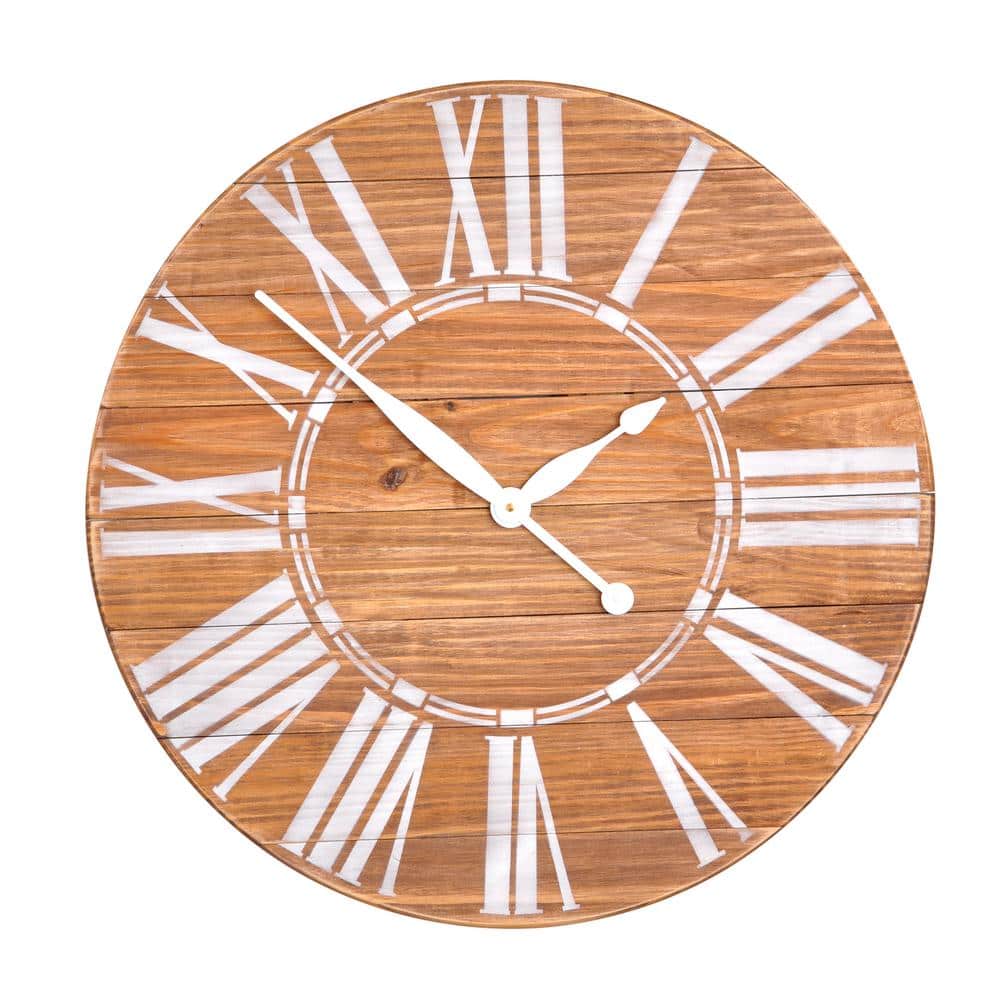 BrandtWorks Oversized Brown Farmhouse Wall Clock-24LBWHJUP - The Home Depot