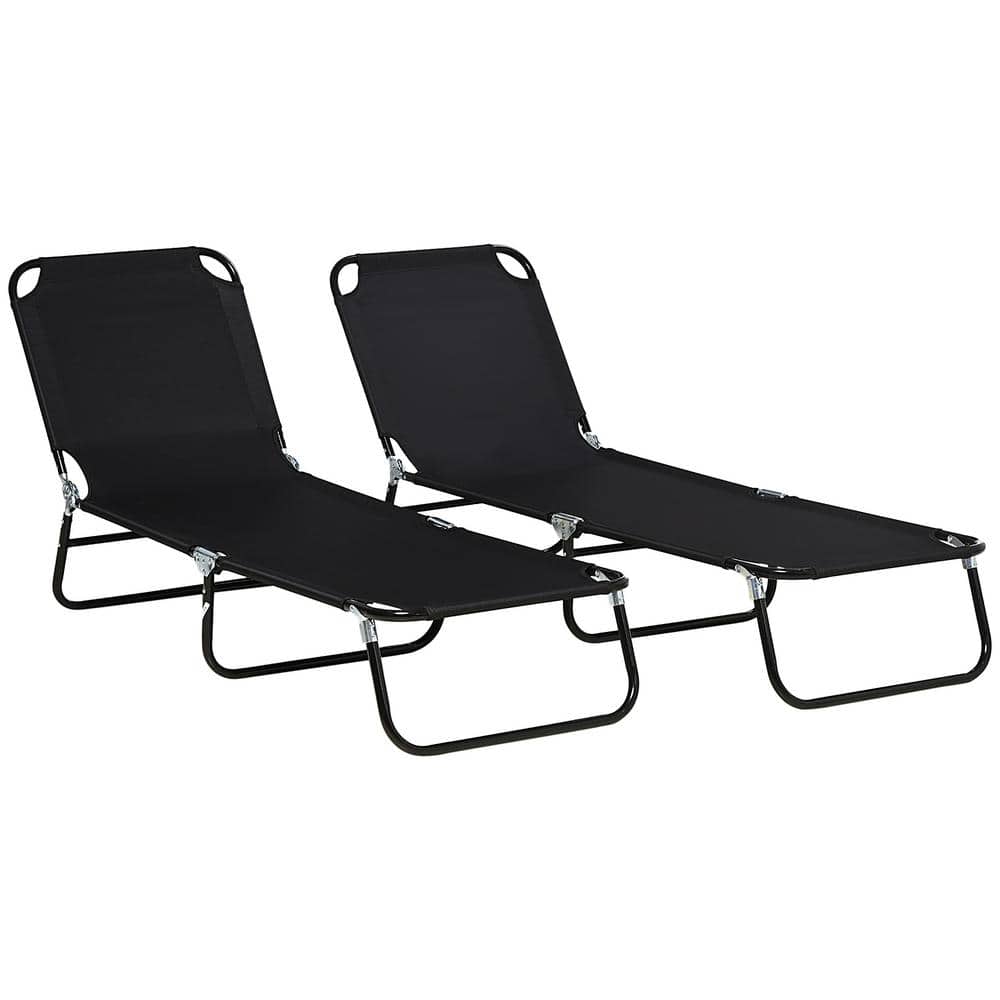 Outsunny Black 2-Piece Metal Outdoor Chaise Lounge 84G-182V00BK - The ...
