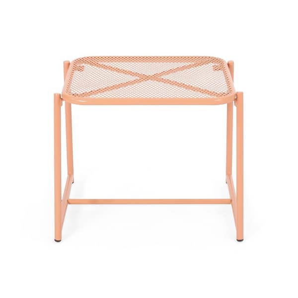 Modern Orange Side Table-Sleek Powder-Coated Iron Design for Indoor and ...