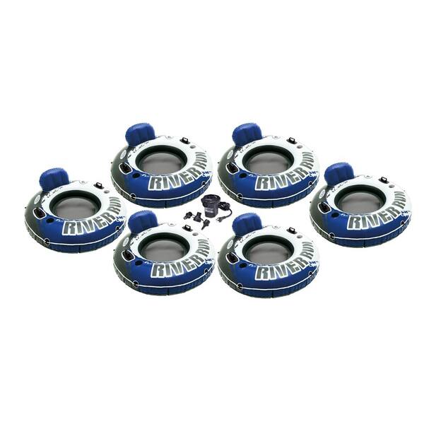 Intex River Run I Inflatable Floating Tubes (Set of 6) and Quick Fill ...
