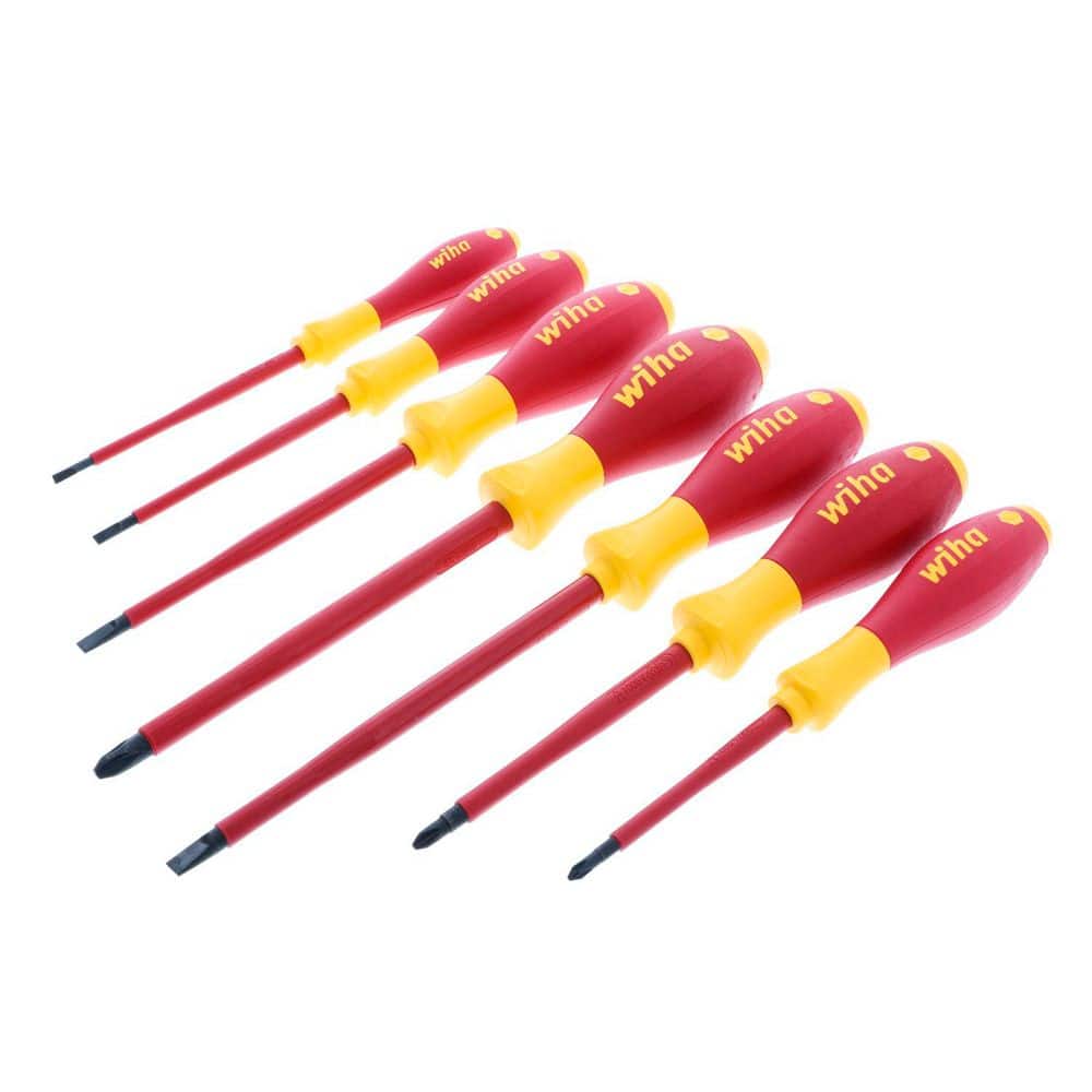 Wiha 1000-Volt Insulated SoftFinish Screwdriver Set-Slotted, Phillips ...
