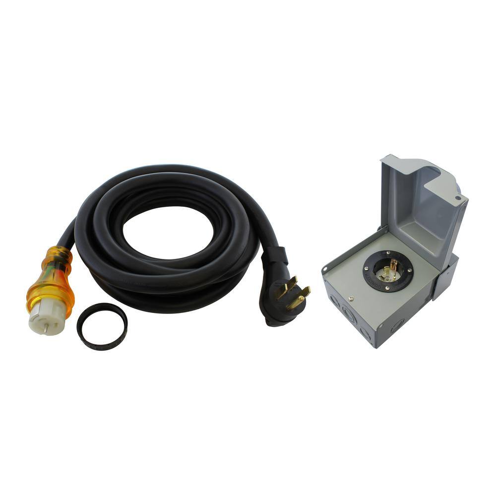 AC WORKS 50A Emergency Power Kit with SS2-50 Inlet Box and 20 ft. Cord ...
