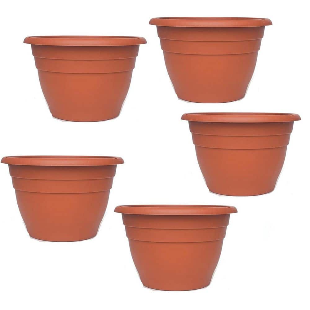Large Red Plastic Indoor/Outdoor Planter (9.8 in. W x 6.4 in. H) Set of ...