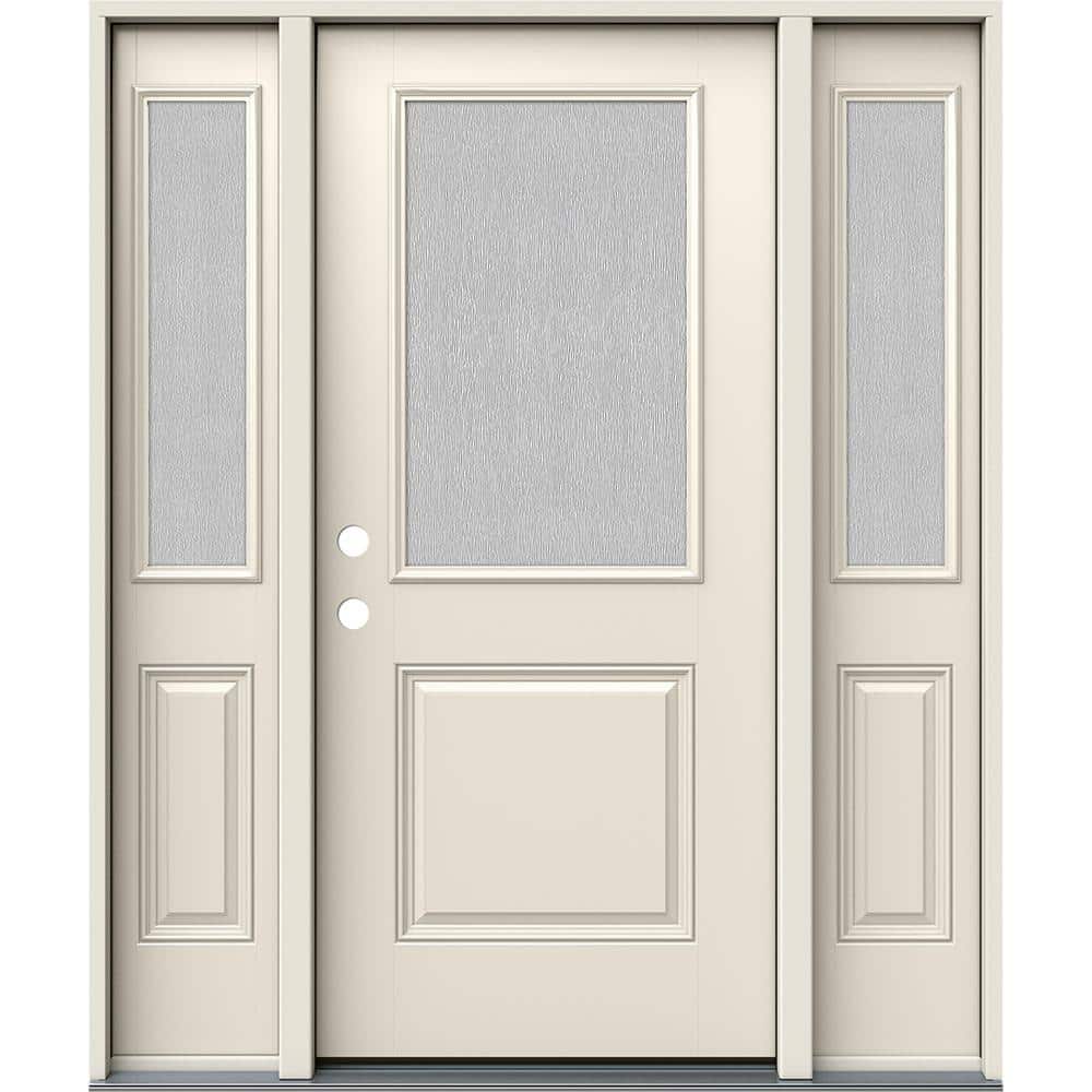 JELD-WEN 60 in. x 80 in. Right-Hand 1/2 Lite Streamed Ripple Glass ...