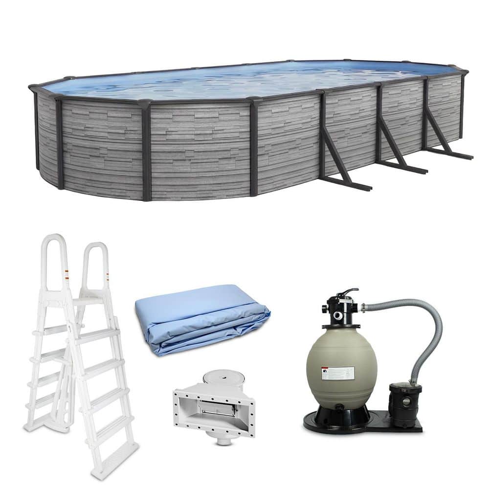 Blue Wave Montilla 15 x 30 ft. Oval 52 in. Deep Above Ground Pool ...