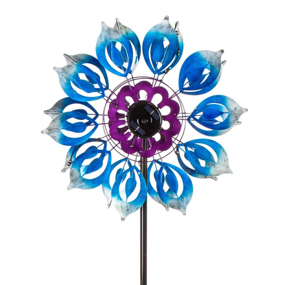 Evergreen 75 in. H Solar Wind Spinner, Blue Blooms 2SP7222 - The Home Depot