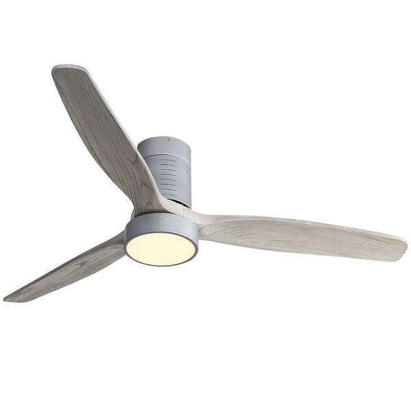 PUDO 52 in. Integrated LED Indoor Gray Ceiling Fan Lighting with Timer ...
