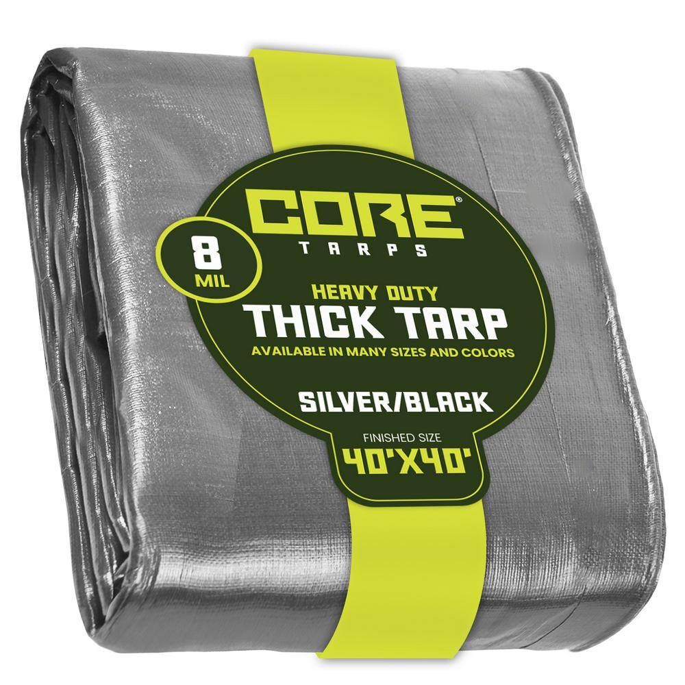 CORE TARPS 40 ft. x 40 ft. Silver/Black 8 Mil Heavy Duty Polyethylene ...
