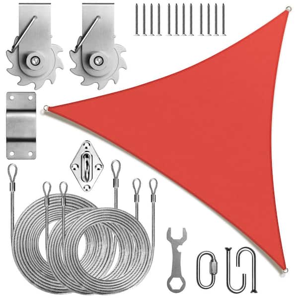 8 ft. x 8 ft. x 8 ft. Triangle Sun Shade Sail with Hardware TAWAL-Red ...