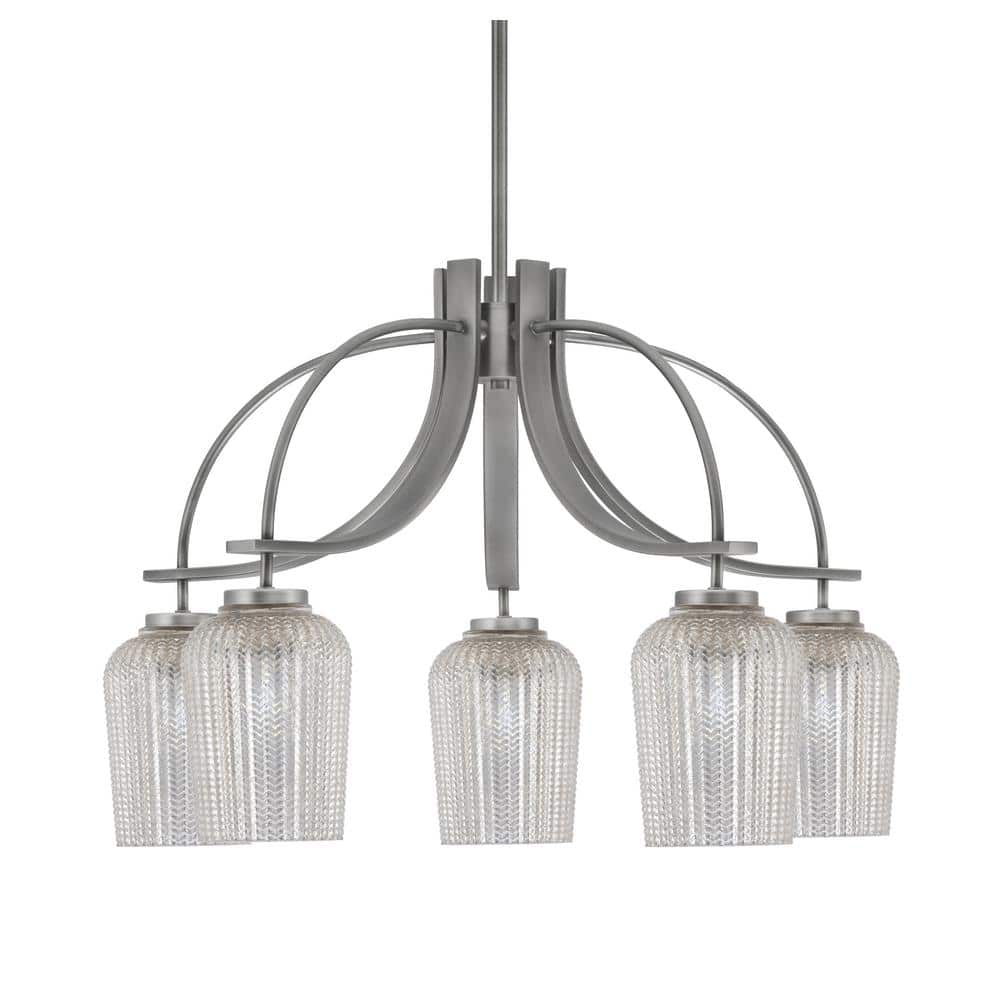 Olympia 17.75 in. 5-Light Graphite Downlight Chandelier 5 in. Silver ...