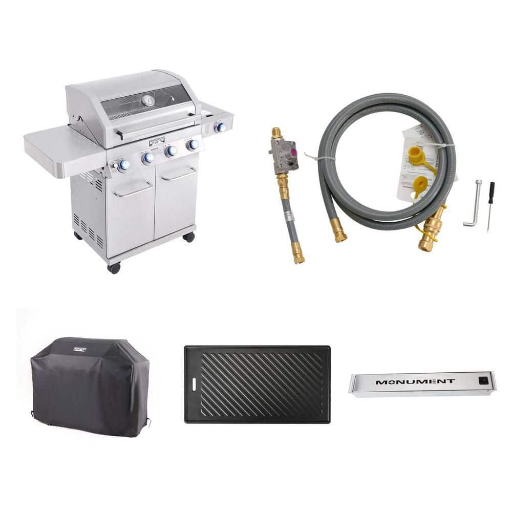 Monument Grills 4-Burner Stainless Grill with LED Controls, Cover (54 ...