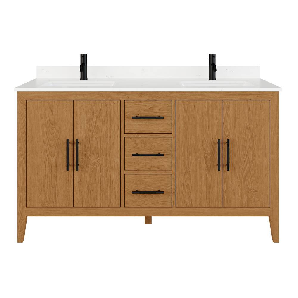 ART BATHE Vienna 60 in. W x 22 in. D Bath Vanity in White Oak Diamond ...