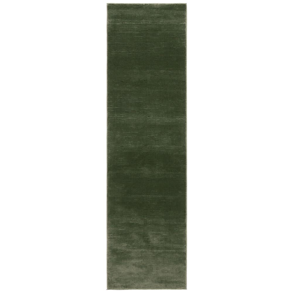 SAFAVIEH Revive 2 ft. x 8 ft. Green Modern Solid Runner Rug REV114Y-28 ...