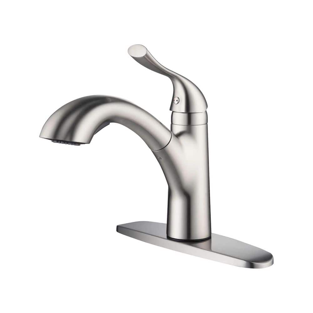 KIBI 10 in. H Single Hole 1.8 GPM Pull Down Sprayer Kitchen Faucet with ...