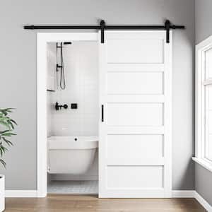 ARK DESIGN 28 in. x 80 in. Waterproof 5 Panel White MDF Sliding Barn ...