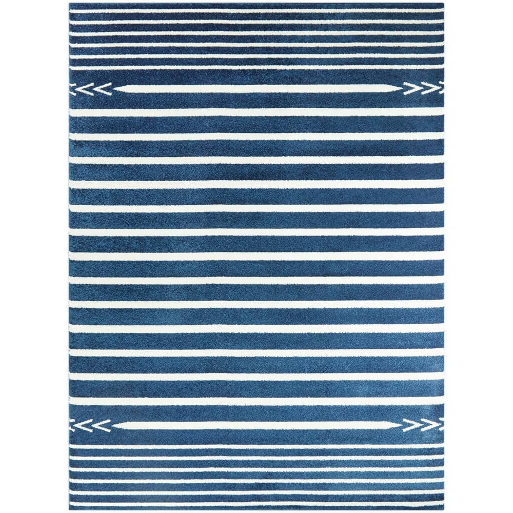 BALTA Cameron Striped Blue 8 ft. x 10 ft. Area Rug 3007191 - The Home Depot