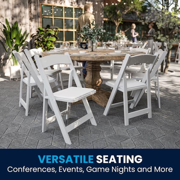 Flash Furniture Hercules Series White Wood Folding Chair with Vinyl Padded Seat XF2901WHITE