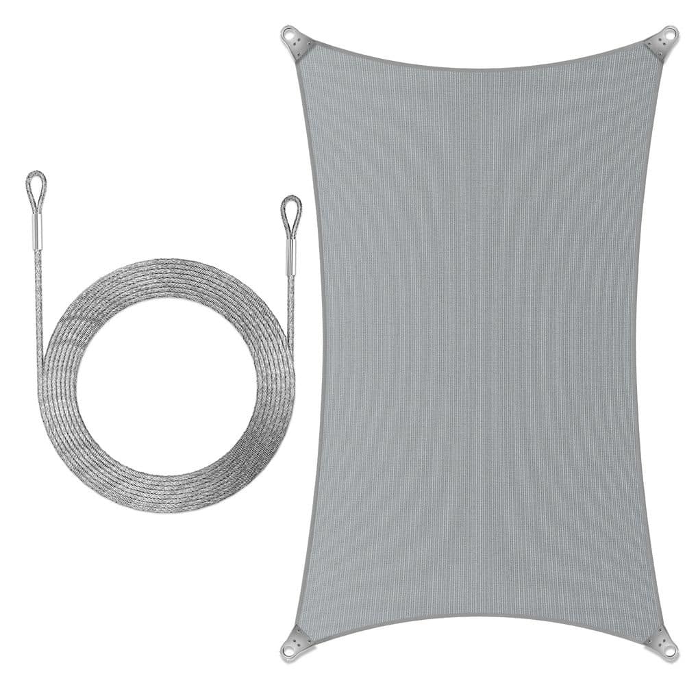 AMGO Super Ring 20 ft. x 24 ft. Sun Shade Sail with Cable-Grey AC ...