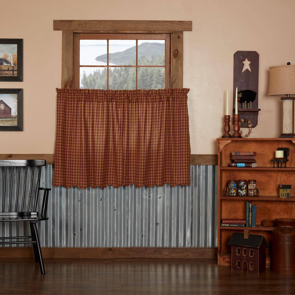 VHC BRANDS Primitive Check 36 in. x 36 in. L Scalloped Light Filtering ...
