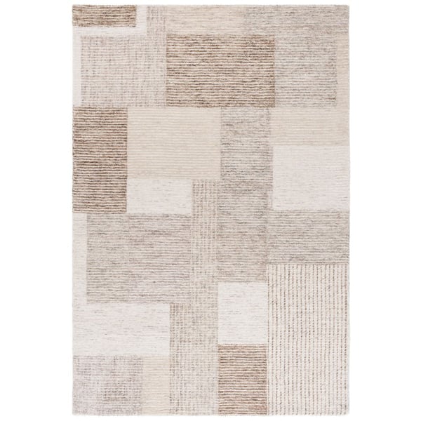 SAFAVIEH Ebony 5 ft. x 8 ft. Ivory/Beige Geometric Grid Area Rug ...