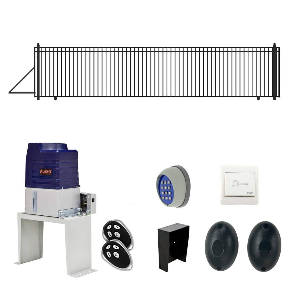 ALEKO 20 ft. x 6 ft. Automated Steel Sliding Driveway Gate and Gate ...