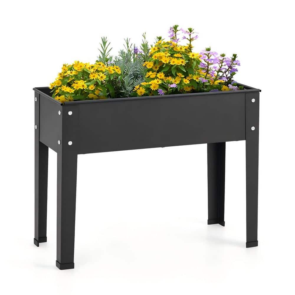 ANGELES HOME 24 in. x 11 in. x 18 in. Metal Small Raised Garden Bed ...
