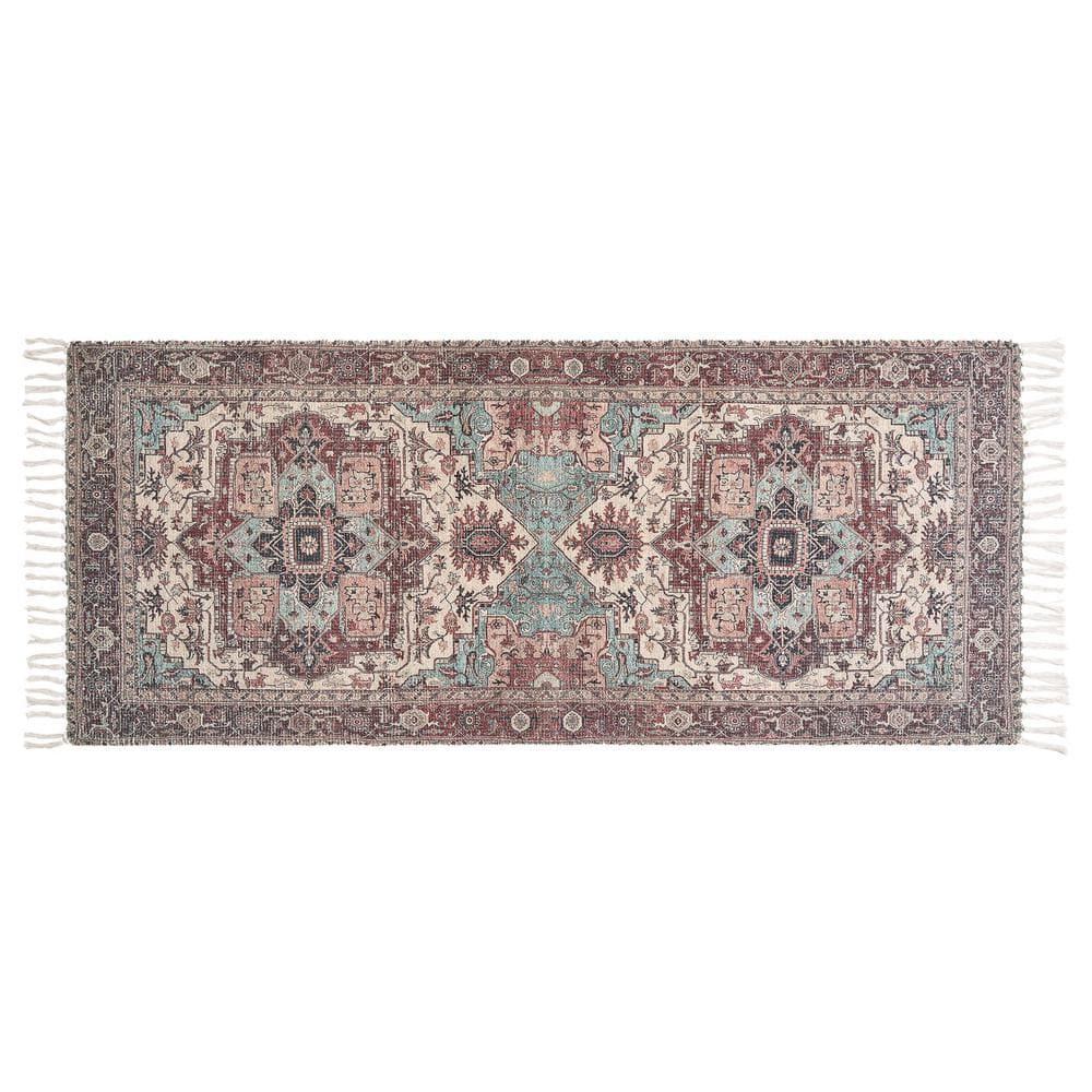 Jessica Simpson Chinille Fringe Machine Washable Red/Ivory 2 ft. x 5 ft ...