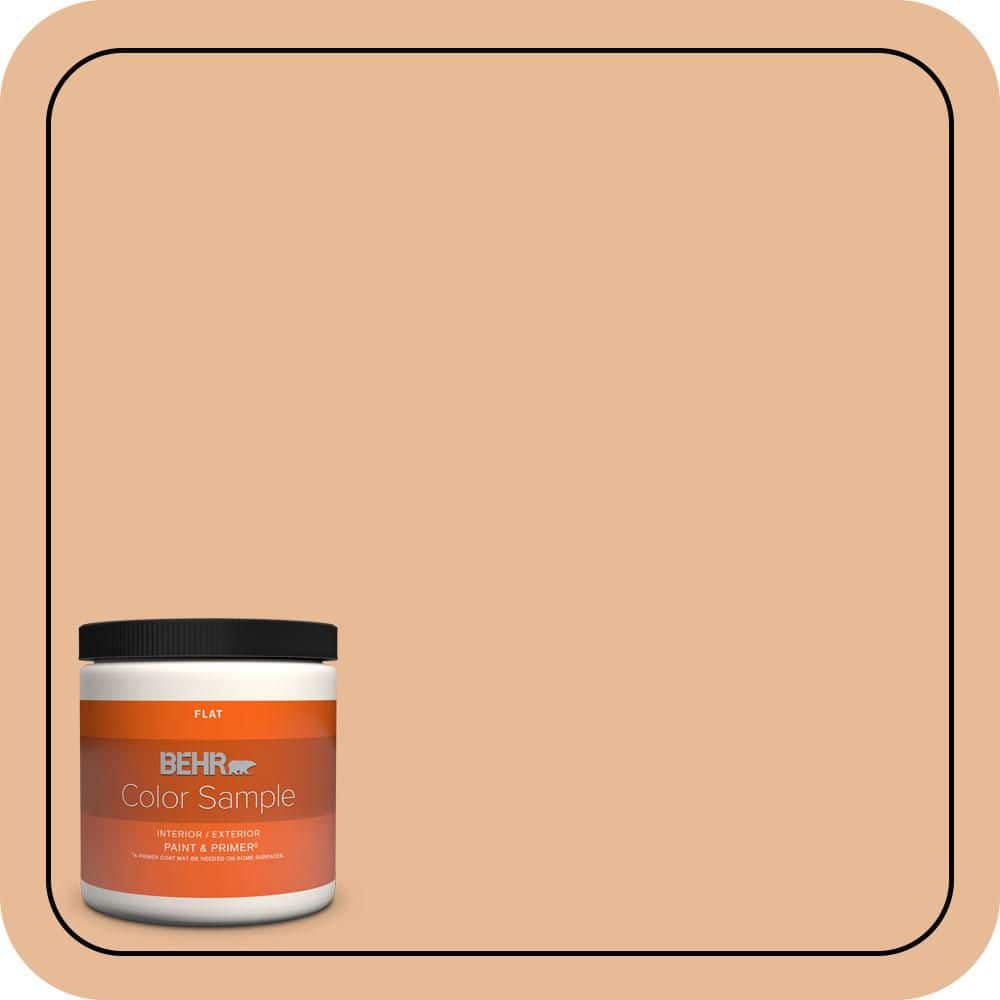 BEHR PREMIUM PLUS 8 oz. #280C-3 Fresh Praline Flat Interior/Exterior ...