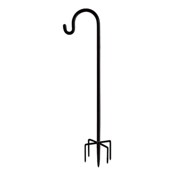 60 in. Tall Adjustable Metal Outdoor Shepherd Hook with 5 Prong Base ...