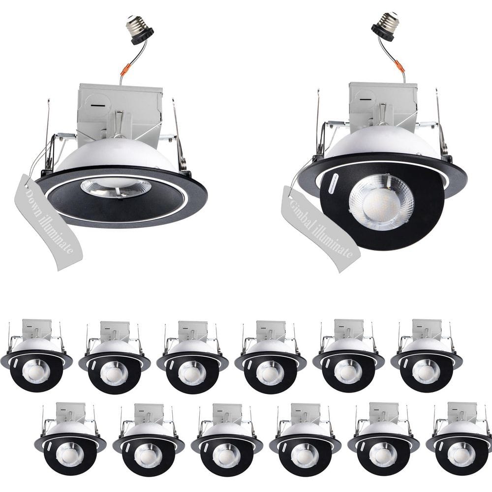 bulbeats 6 in. 12-Watt LED Black Round Retrofit Recessed Housing Light ...