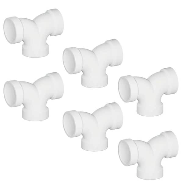 PLUMBFLEX 4 in. White Rigid PVC DWV Double 1/4 Bend 90° Elbow, Hub x ...