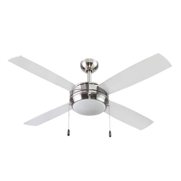 The Home Depot 52 in. Indoor Dual Mount Ceiling Fan, Brushed Nickel, 4 ...