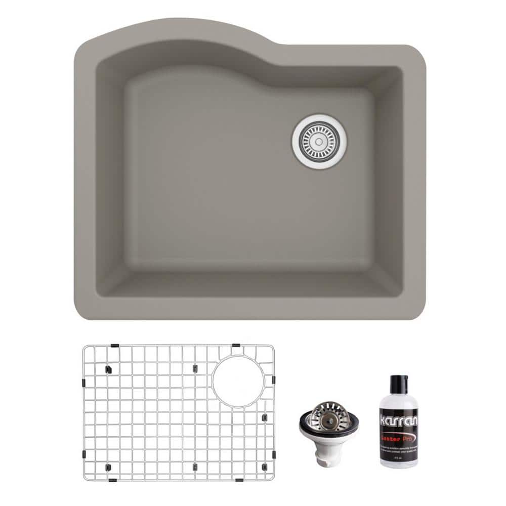 Karran QU-671 Quartz/Granite 24 in. Single Bowl Undermount Kitchen Sink ...